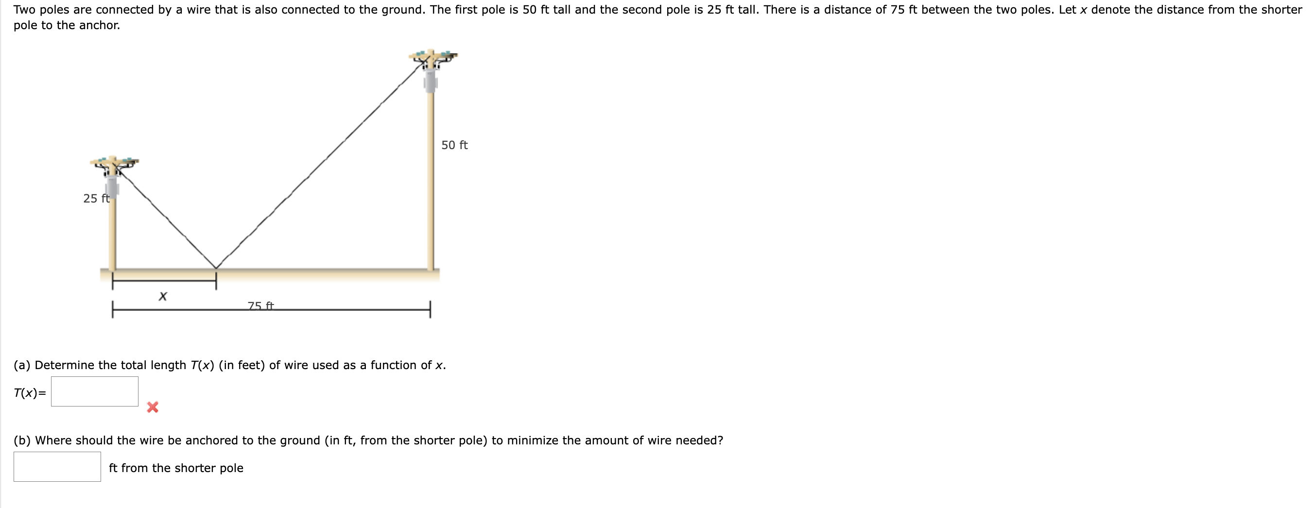 Solved pole to the anchor.(a) ﻿Determine the total length \( | Chegg.com
