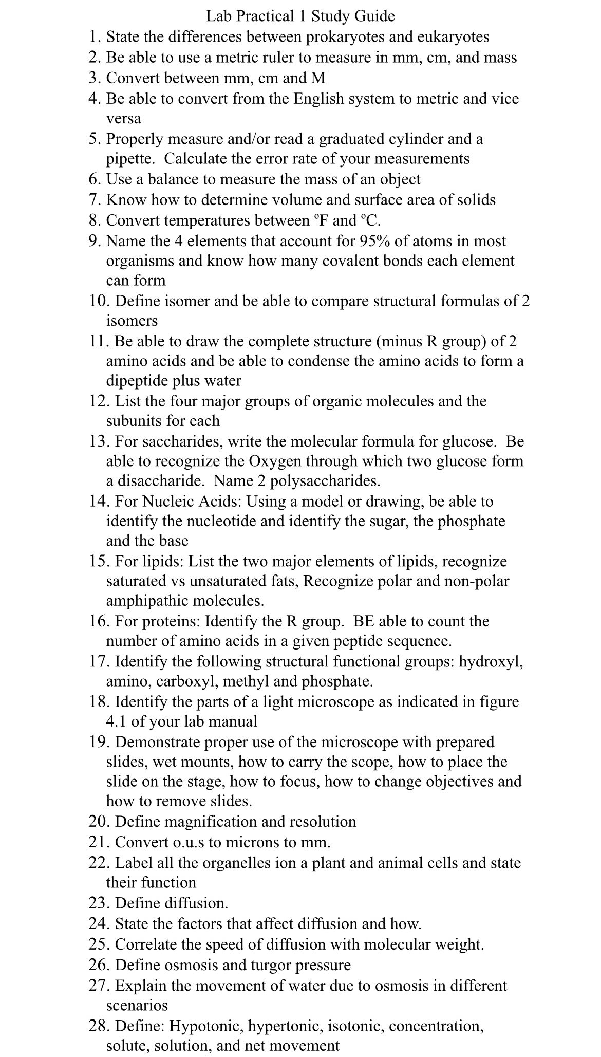 Solved Lab Practical 1 ﻿Study GuideState the differences | Chegg.com