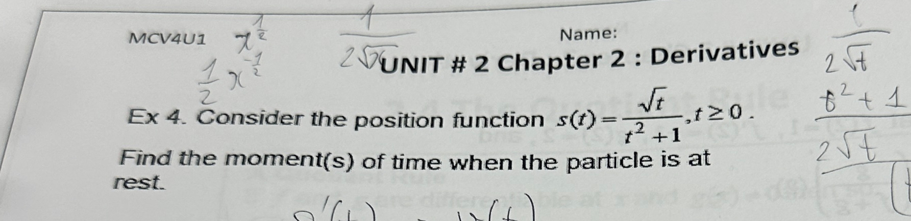 Solved Ex 4. ﻿Consider the position function | Chegg.com
