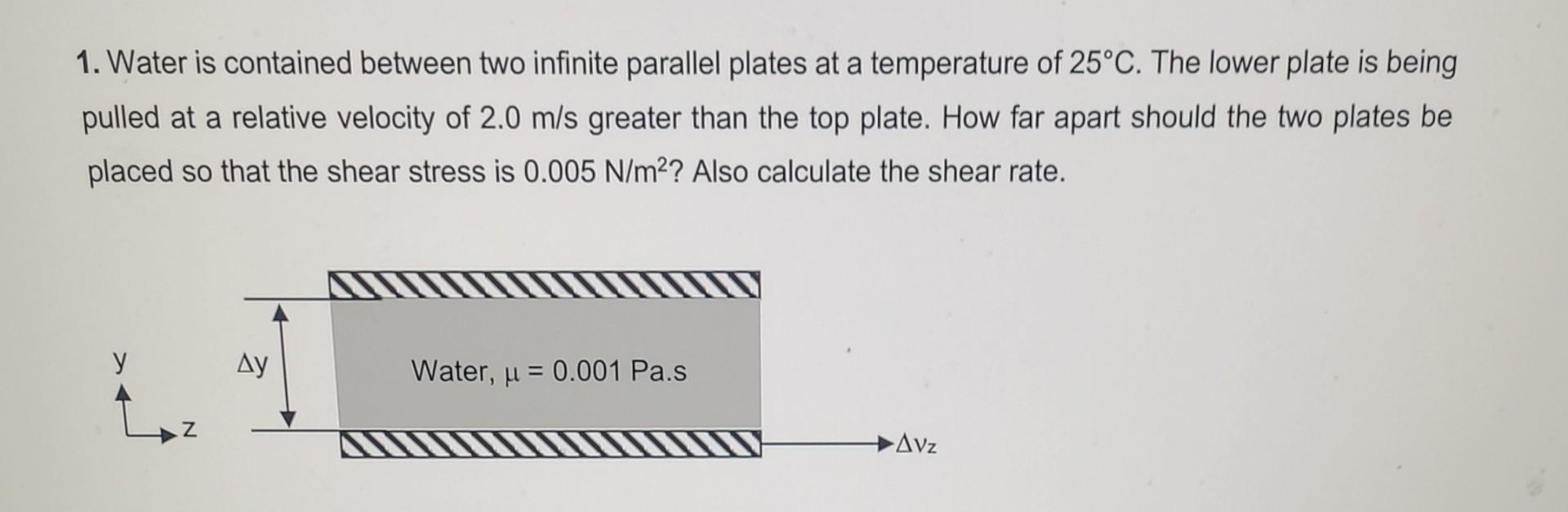 Solved 1. Water is contained between two infinite parallel | Chegg.com
