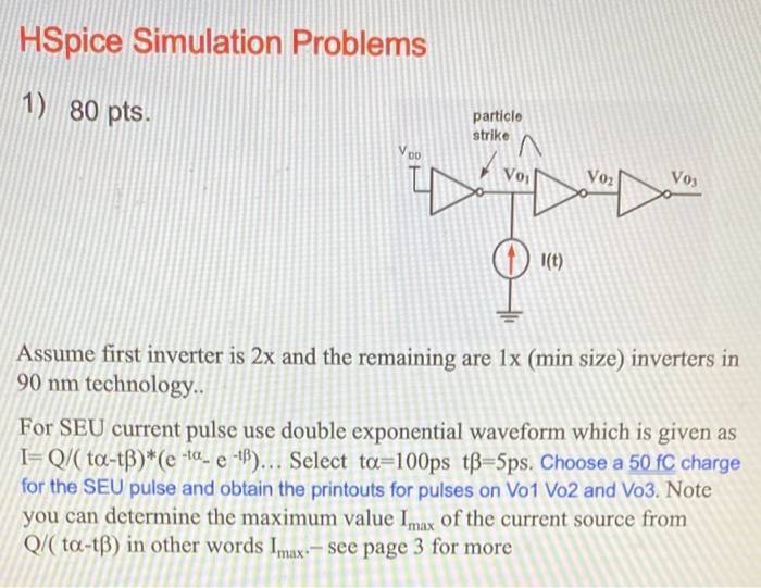HSpice Simulation Problems 1) 80 pts. particle strike | Chegg.com