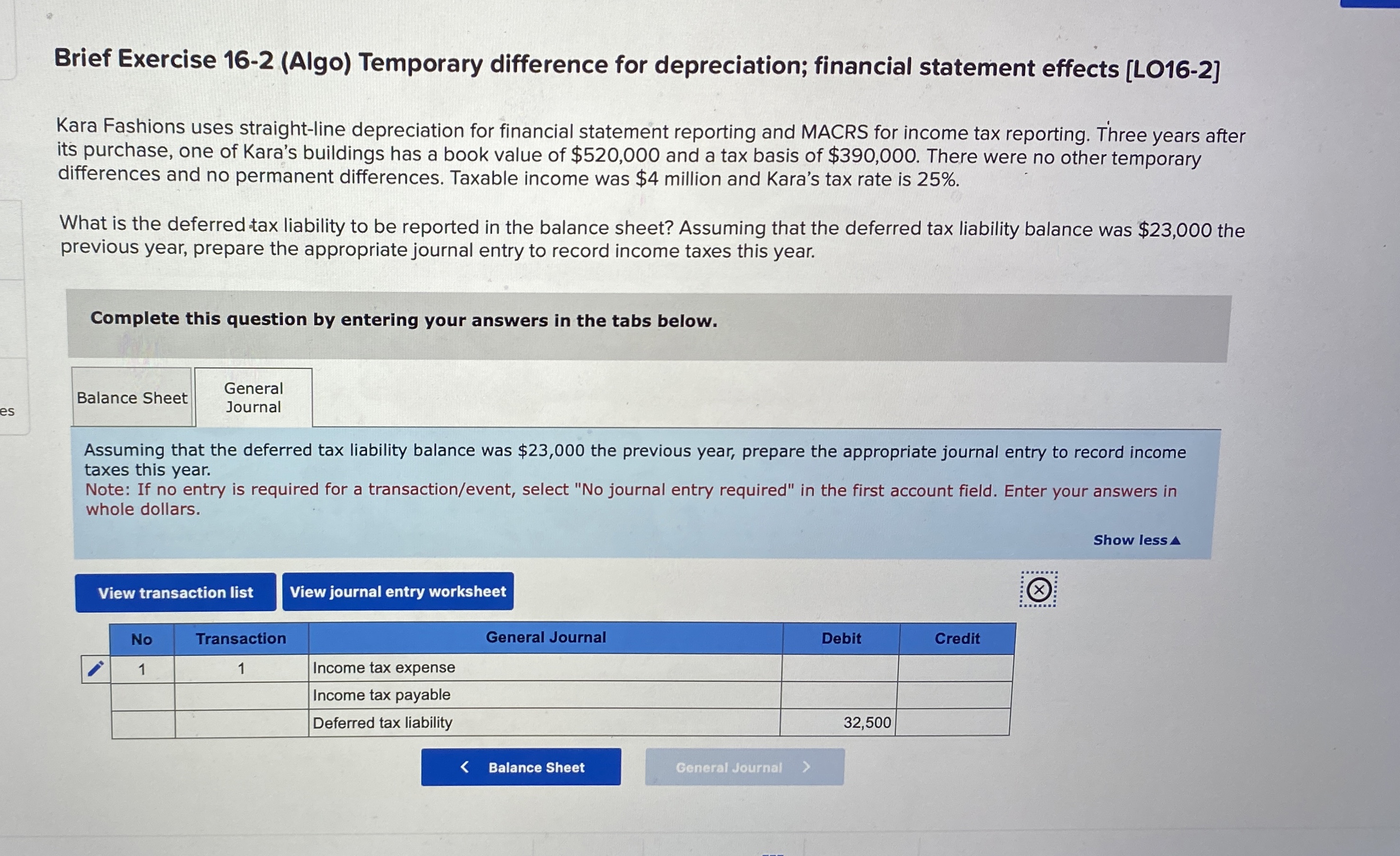 Solved Brief Exercise 16-2 (Algo) ﻿Temporary difference for | Chegg.com