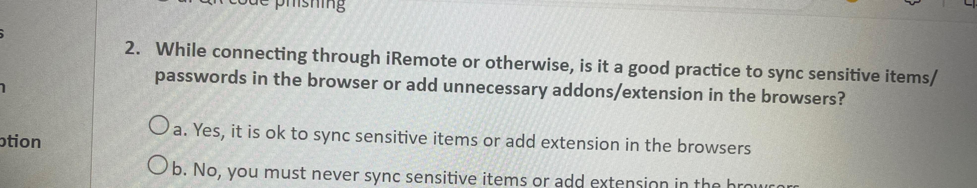 Solved While connecting through iRemote or otherwise, is it | Chegg.com