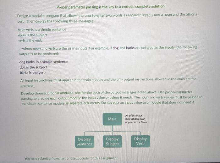 Solved Proper parameter passing is the key to a correct, | Chegg.com