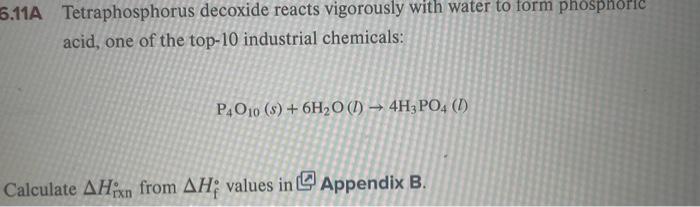 Solved Tetraphosphorus decoxide reacts vigorously with water | Chegg.com