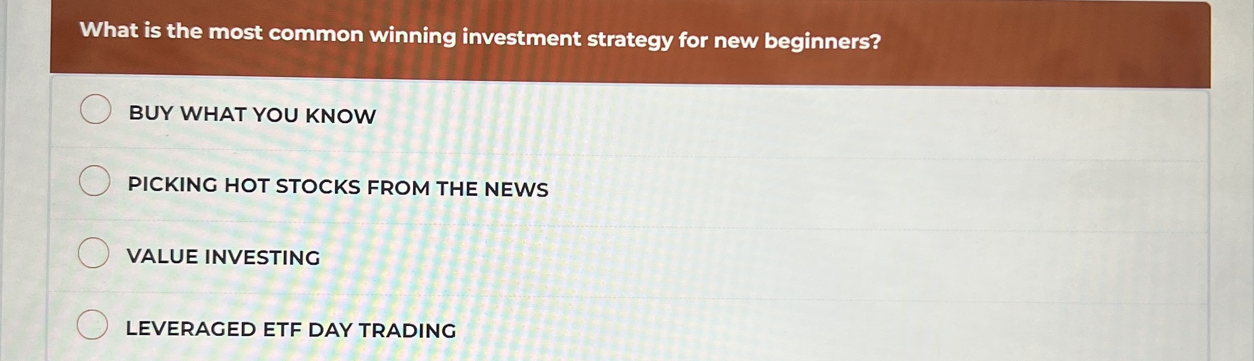 Solved What is the most common winning investment strategy | Chegg.com