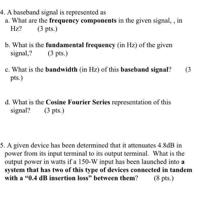 14. A baseband signal is represented as a. What are | Chegg.com