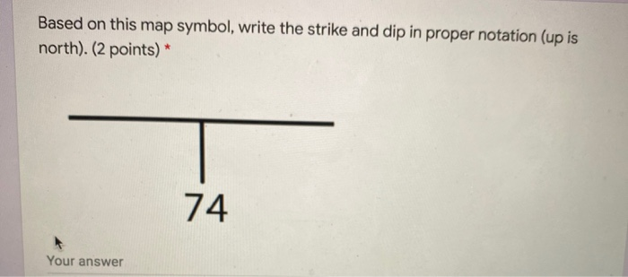 Solved Based on this map symbol, write the strike and dip in | Chegg.com