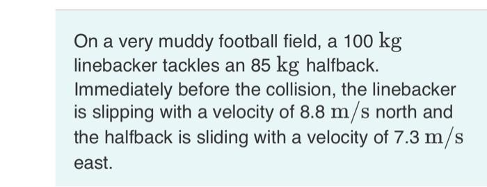Solved On a very muddy football field, a 100 kg linebacker | Chegg.com