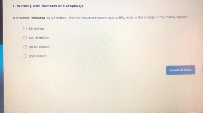 Solved 1. Working with Numbers and Graphs Q1 If reserves | Chegg.com