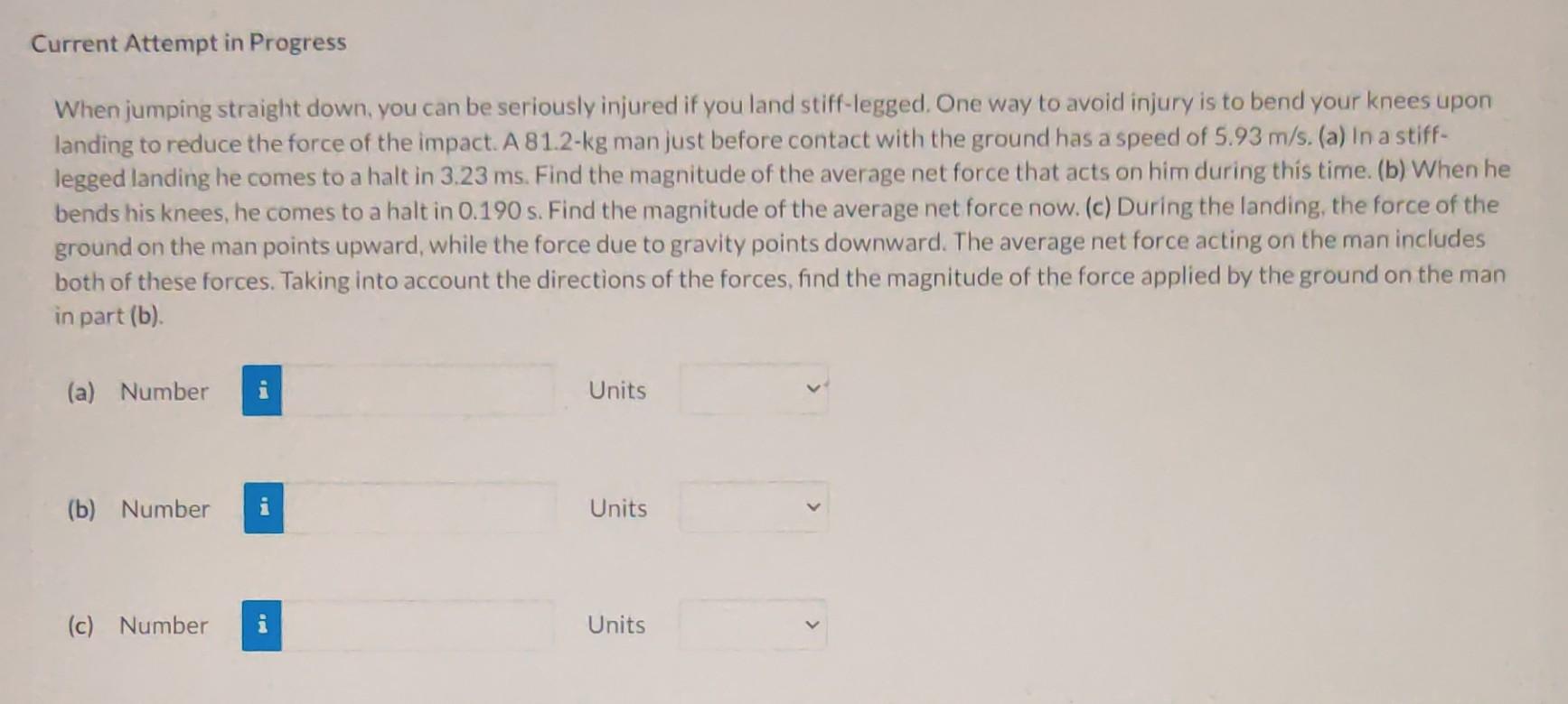 Solved Current Attempt in Progress When jumping straight | Chegg.com