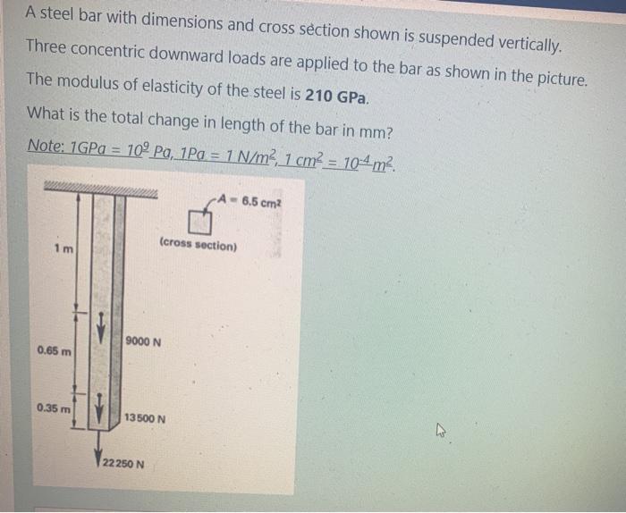 Solved A steel bar with dimensions and cross section shown | Chegg.com