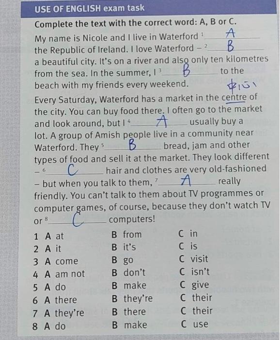 USE OF ENGLISH exam task Complete the text with the | Chegg.com