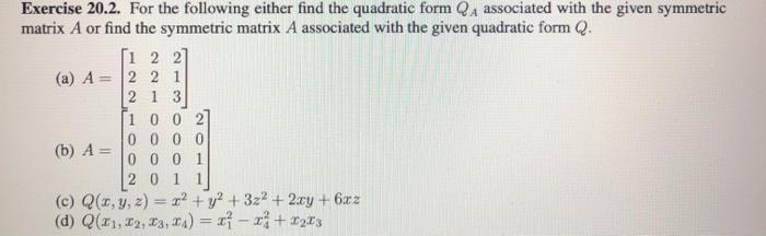 Solved Exercise 20.2. For the following either find the | Chegg.com