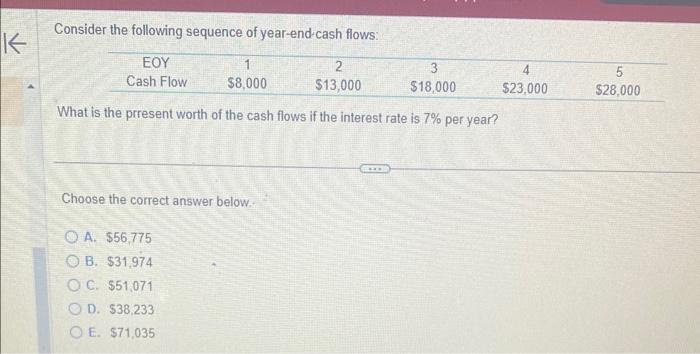 Solved Consider the following sequence of year-end cash | Chegg.com