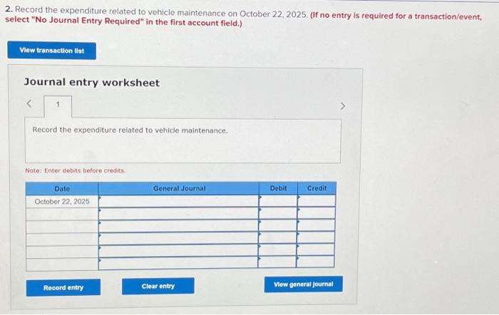Solved 2. Record the expenditure related to vehicle | Chegg.com