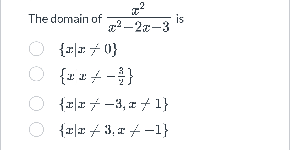 Solved The domain of x2x2-2x-3 | Chegg.com