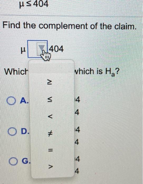 Solved Use the given statement to represent a claim. Write | Chegg.com