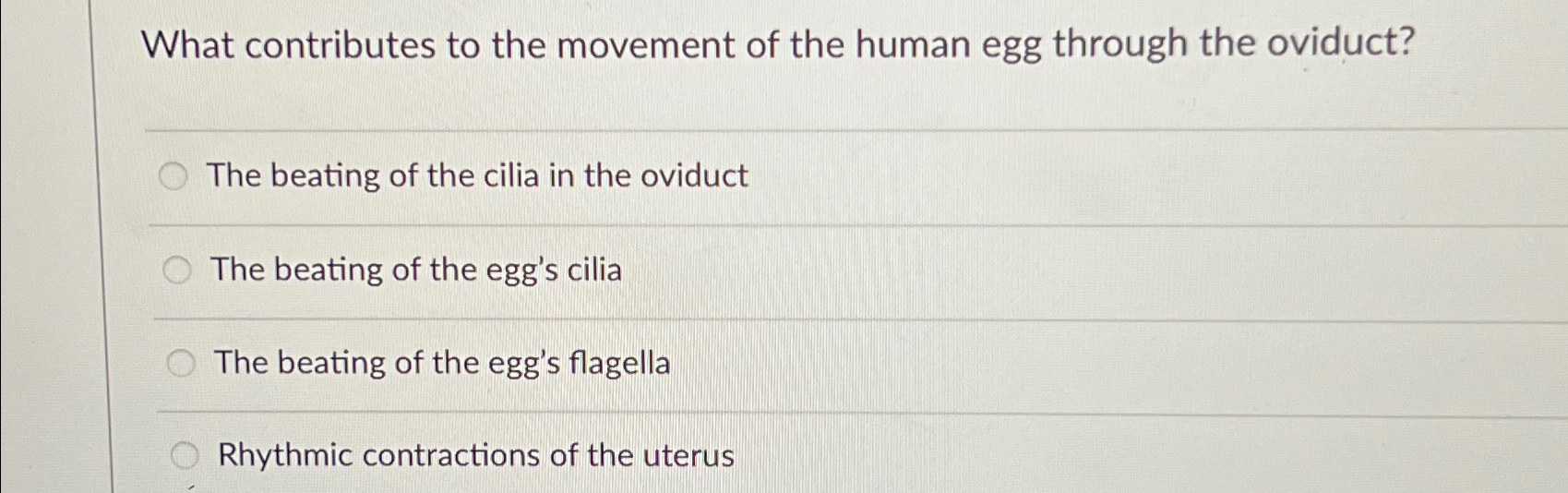 Solved What contributes to the movement of the human egg | Chegg.com