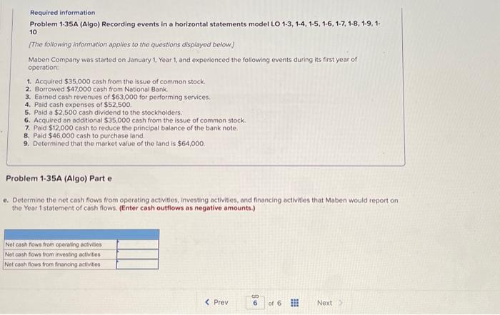 Solved Required information Problem 1-35A (Algo) Recording | Chegg.com
