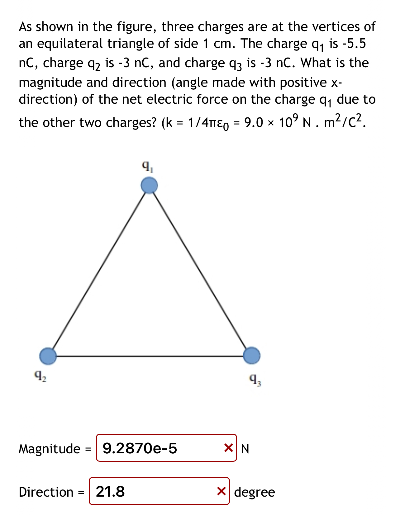 Solved As shown in the figure, three charges are at the | Chegg.com