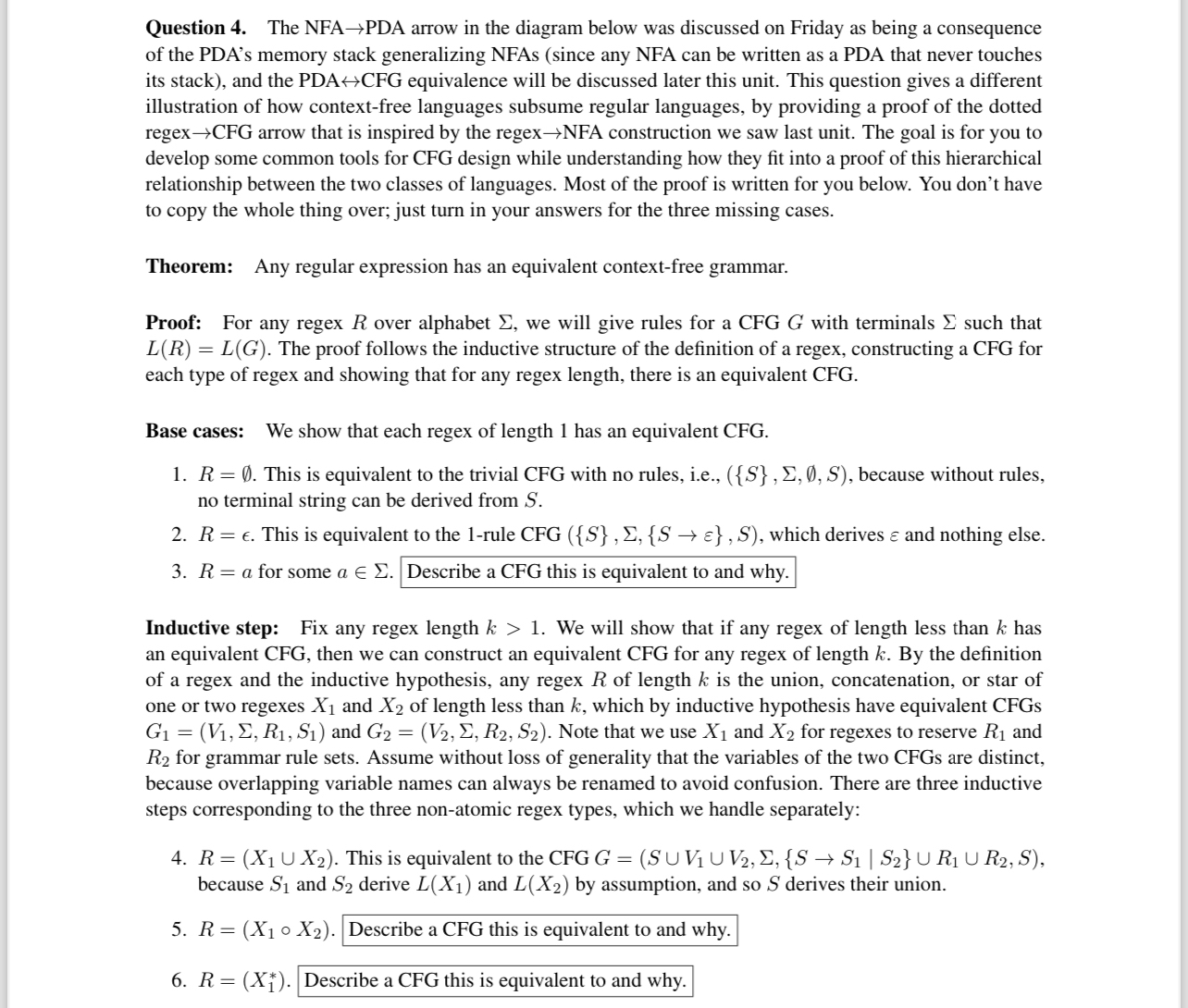 Solved Question 4. ﻿The NFA → ﻿PDA arrow in the diagram | Chegg.com