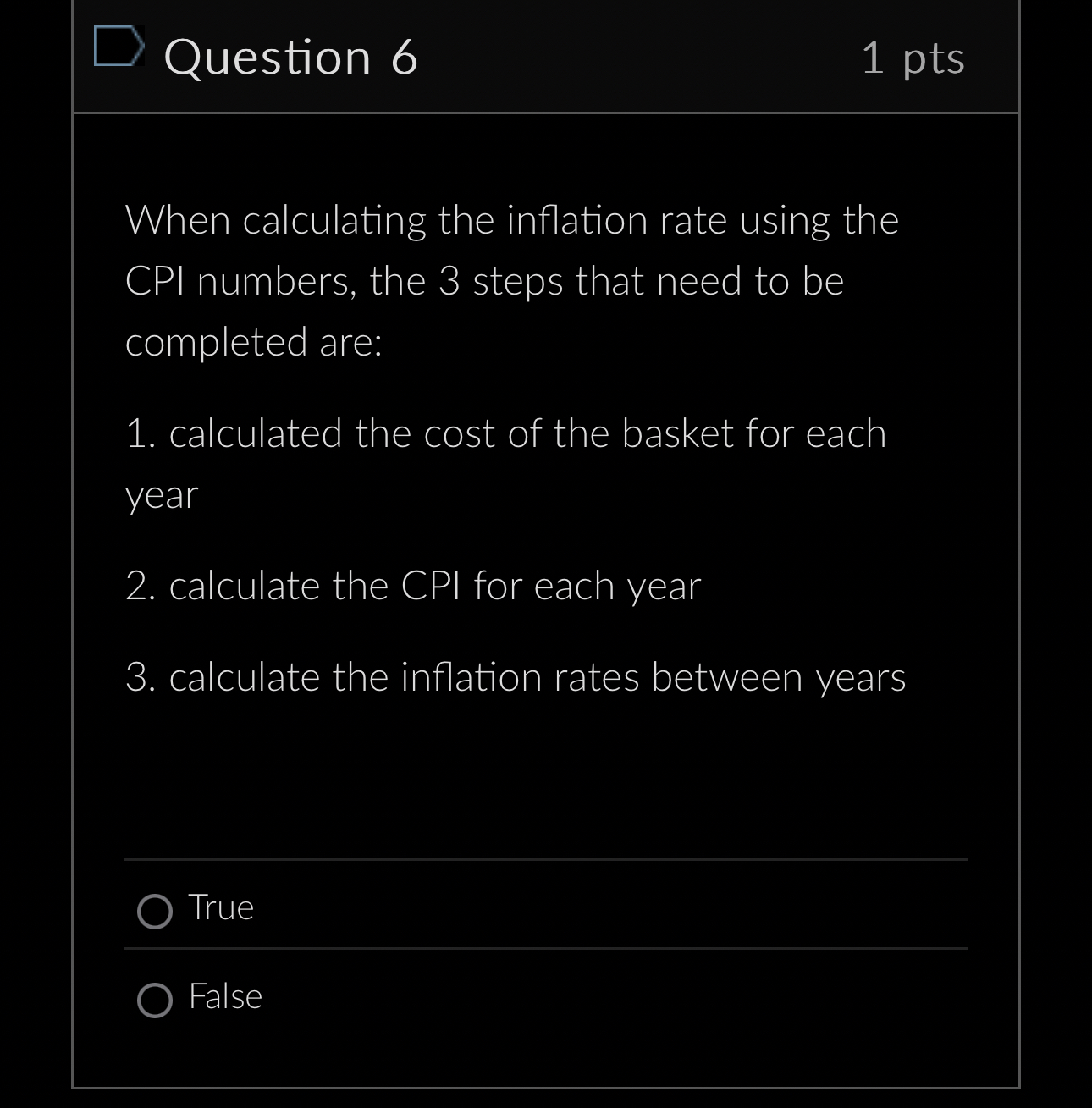 Solved Question 61 ﻿ptsWhen calculating the inflation rate | Chegg.com