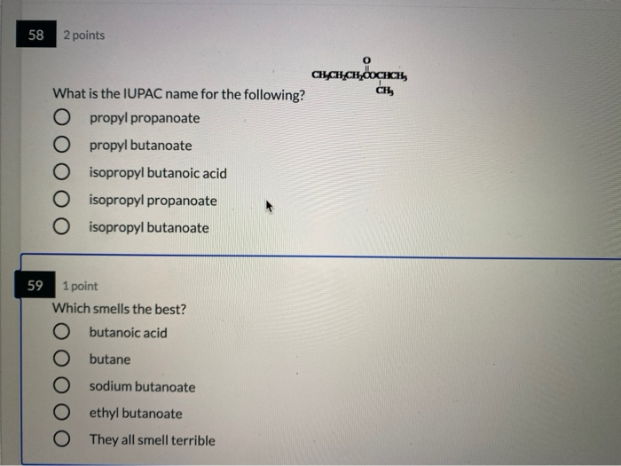 Solved 63 2 points 0 0 CHECCH_CCH.CH What is the IUPAC name | Chegg.com