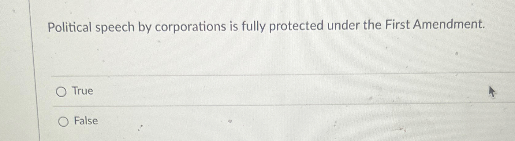 Solved Political speech by corporations is fully protected | Chegg.com
