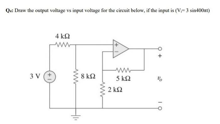 Solved Q4: Draw the output voltage vs input voltage for the | Chegg.com