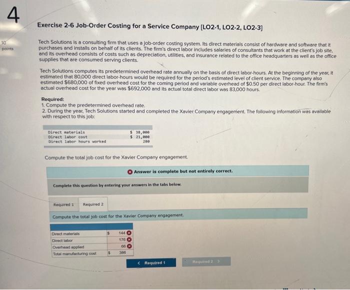 Solved Exercise 2-6 Job-Order Costing for a Service Company | Chegg.com