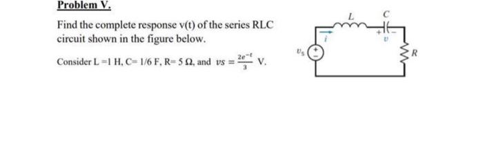 Solved Find the complete response v(t) of the series RLC | Chegg.com