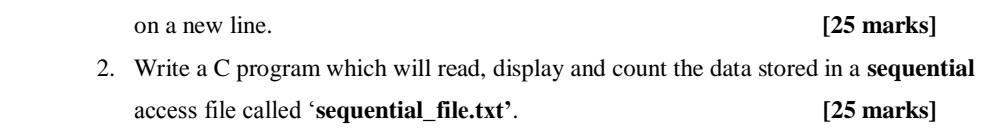 Solved on a new line. [25 marks] 2. Write a C program which | Chegg.com
