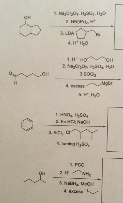 Solved OH 1. Na2Cr2O7, H2SO4, H20 2. HN(IPr)2, H 3. LDA Br | Chegg.com