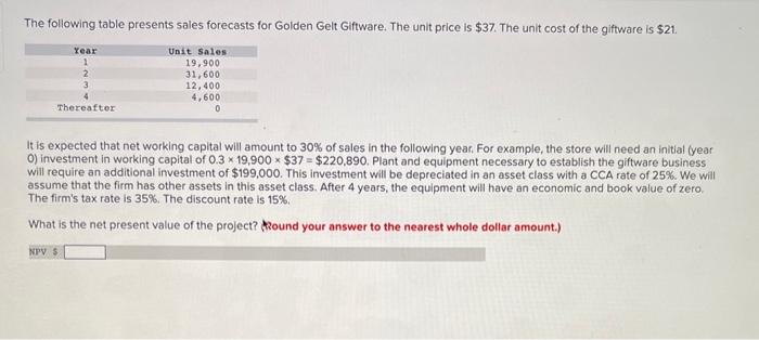 Solved The following table presents sales forecasts for | Chegg.com