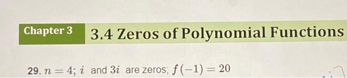Solved Chapter 3 3.4 Zeros of Polynomial Functions 29. n = | Chegg.com