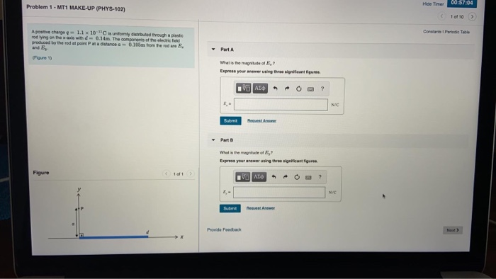 Solved Hoe mer 00:57:04 Problem 1 - MT1 MAKE-UP (PHYS-102) 1 | Chegg.com
