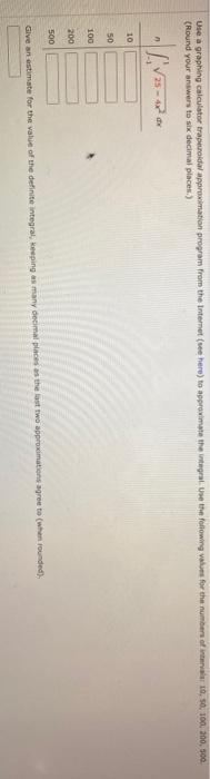 Solved Use a graphing calculator trapezoidal approximation | Chegg.com