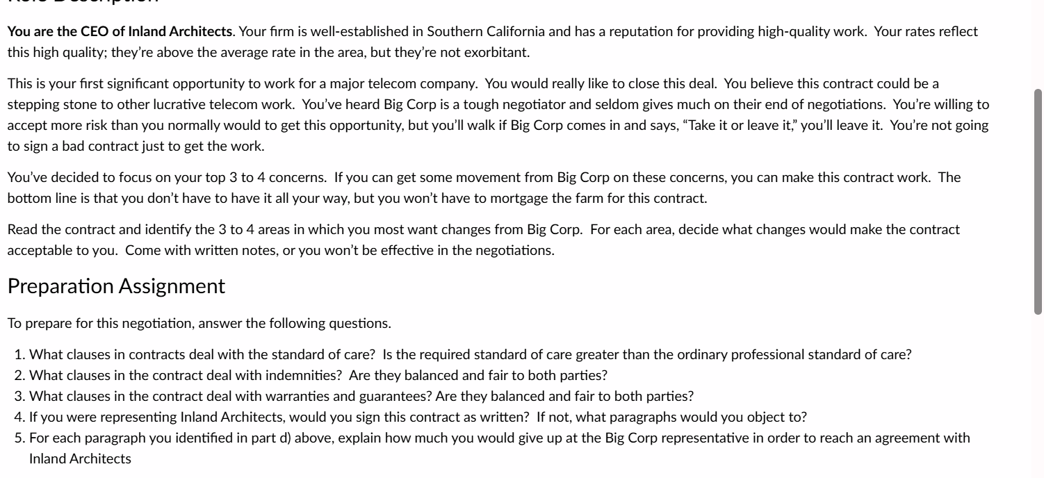 Solved You are the CEO of Inland Architects. Your firm is | Chegg.com