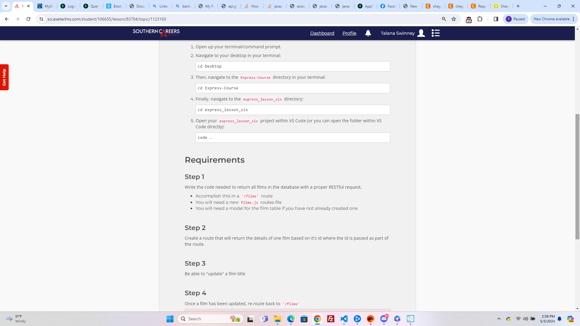 Solved Open up your terminal/command prompt.Navigate to your | Chegg.com