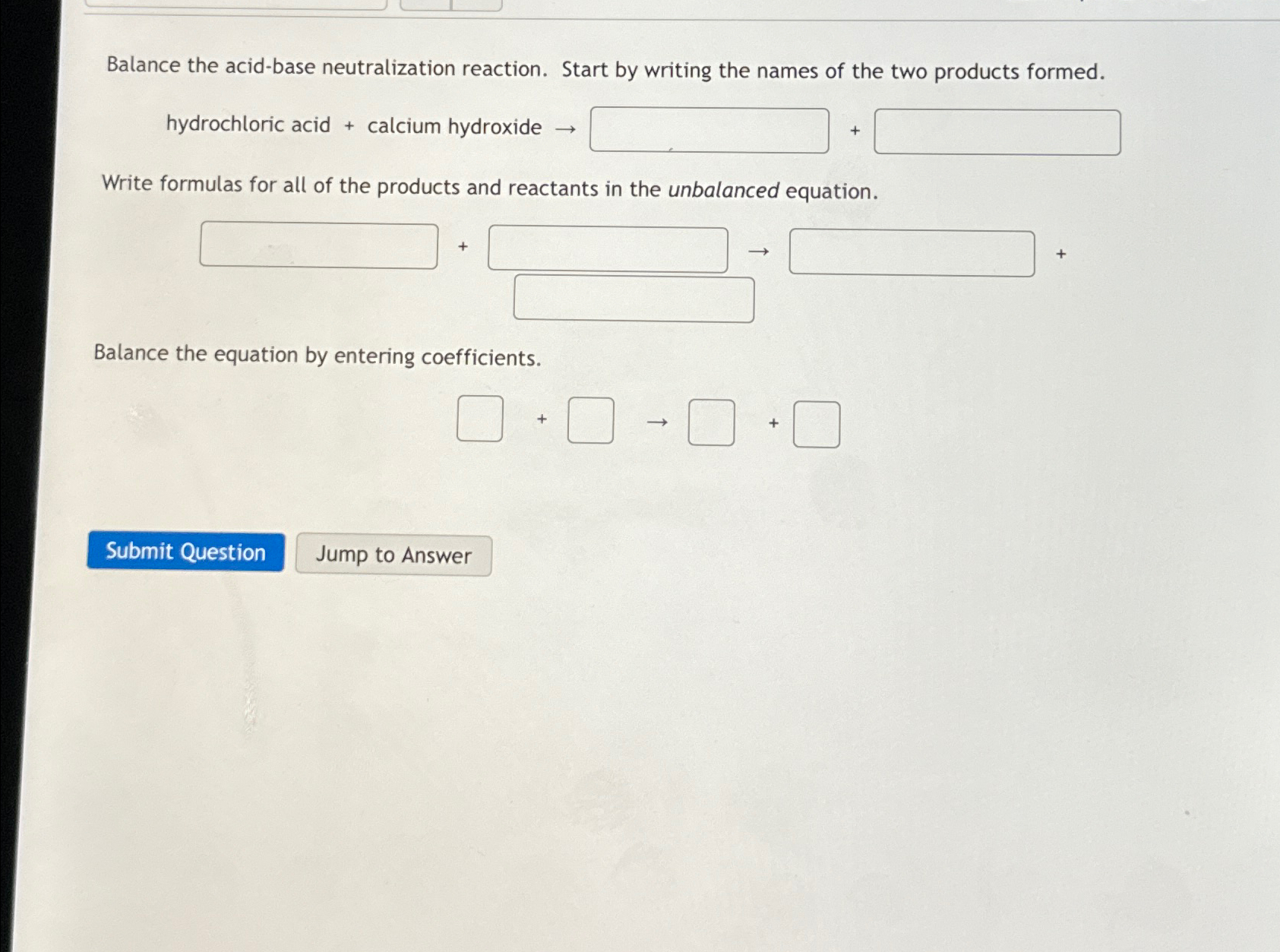 Solved Balance the acid-base neutralization reaction. Start | Chegg.com