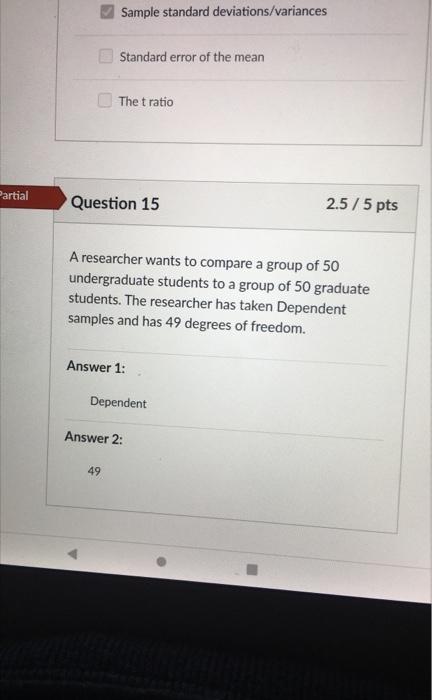 Solved Sample standard deviations/variances Standard error | Chegg.com