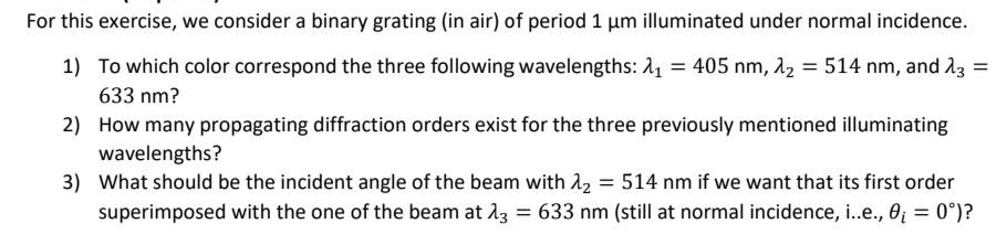 Solved For this exercise, we consider a binary grating (in | Chegg.com