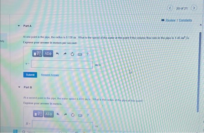 Solved Water is flowing in a cylindrical pipe of varying | Chegg.com