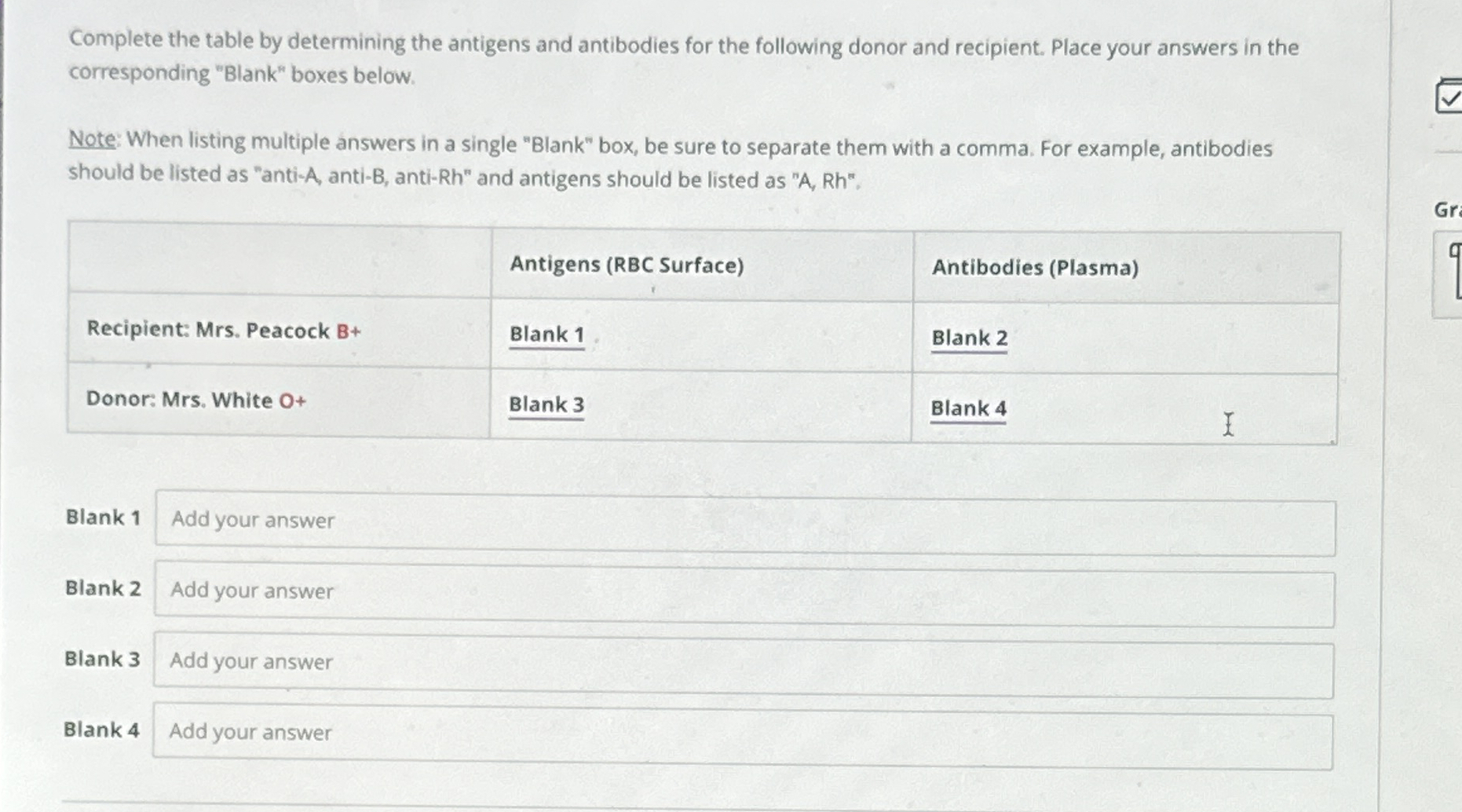 Solved Complete the table by determining the antigens and | Chegg.com