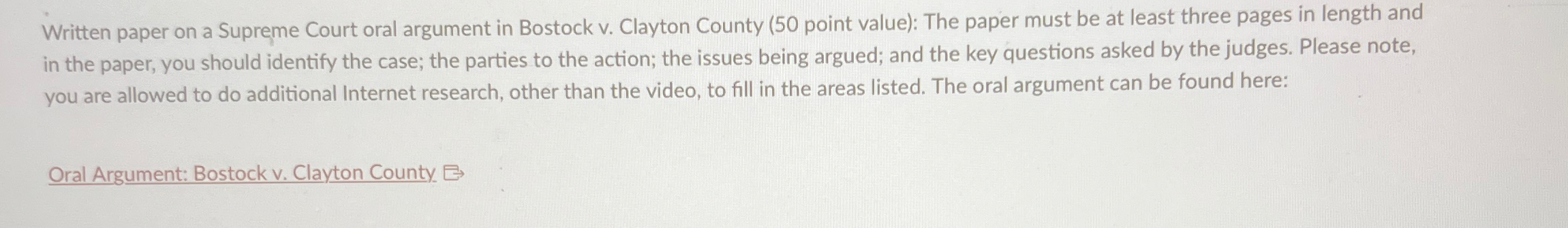 Solved Written paper on the supreme court oral argument in | Chegg.com