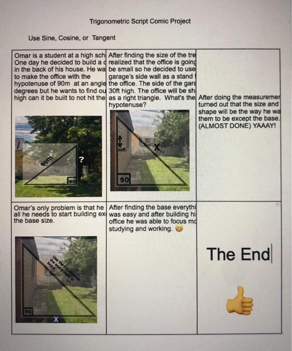 Solved Trigonometric Script Comic Project Use Sine, Cosine, | Chegg.com