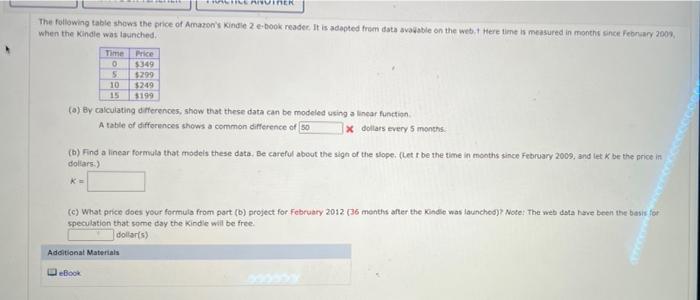 Solved MINERER The following table shows the price of | Chegg.com