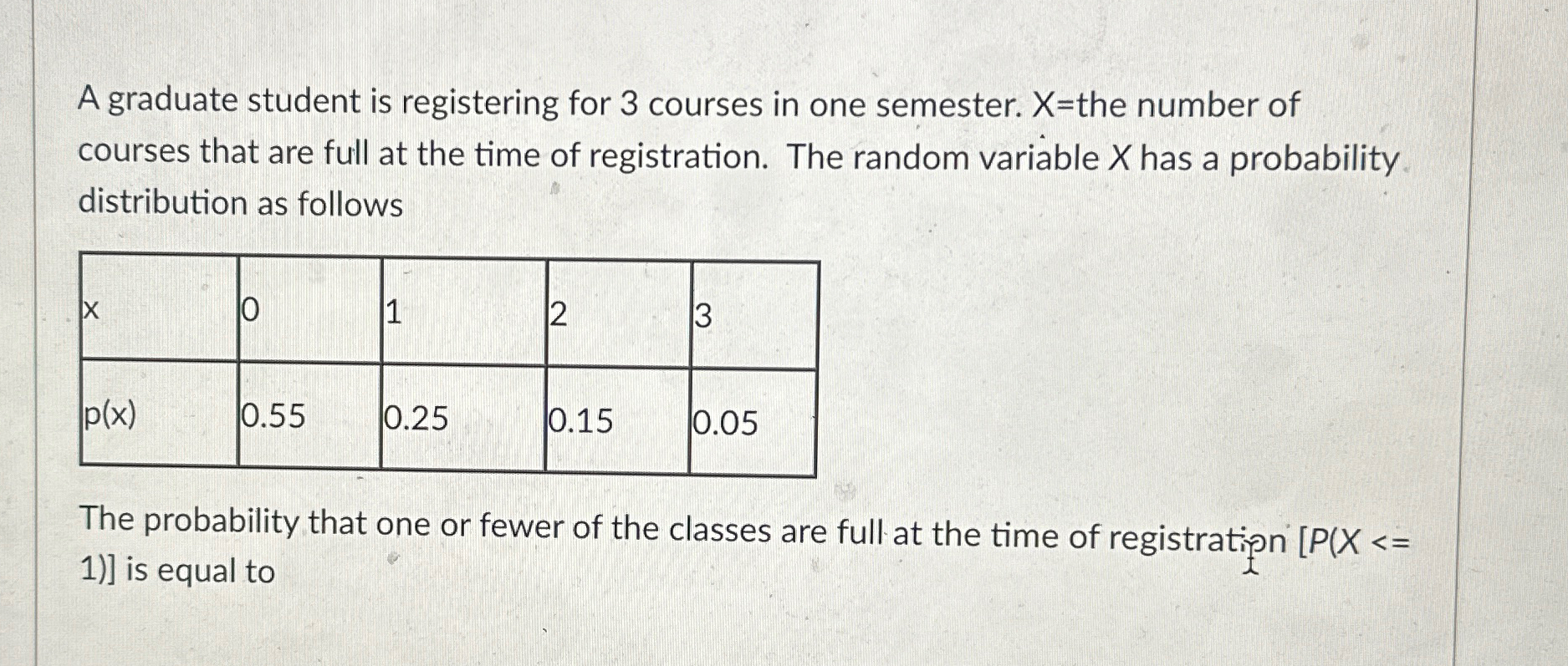 Solved A graduate student is registering for 3 ﻿courses in | Chegg.com
