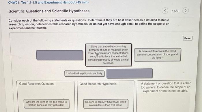 Solved Scientific Questions and Scientific Hypotheses 7 of 8 | Chegg.com